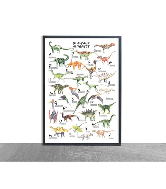 Dinosaur Alphabet -A4 A-Z Children Room Nursery Print- Dino Gift - Home ...