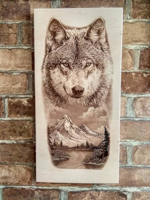 Wood Burned Wolf, Mountain Scene, Wolf Art, & Wall Decor by Etsy ...