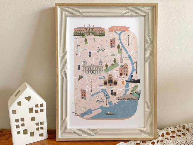 Hull Map, Illustrated Map Of Hull, Poster, Print, Art, Illustration ...