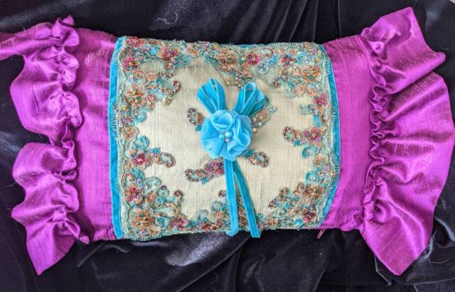 Tissaeia, A Deep Cerise & Turquoise Silk Lace Boudoir Cushion by Etsy ...