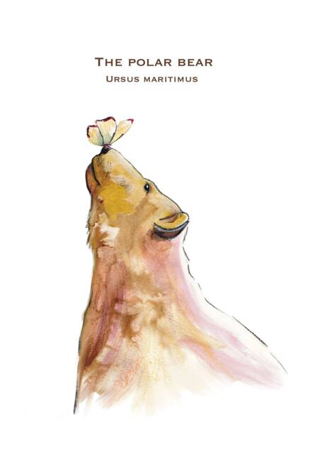 High Quality A3 Original Art Print Wall Decor Polar Bear With Butterfly ...