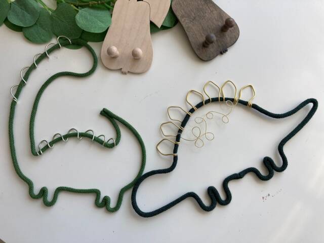Set Of Two Knitted Wire Dinosaurs Nursery Kids Bedroom Wall Decor by ...