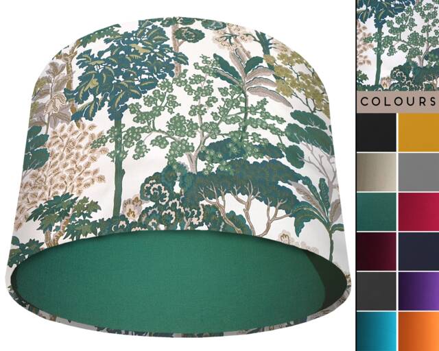 Botanical Green Lampshade, UK Handmade Light Shade, Table Lamp Ceiling ...