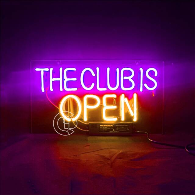 The Club Is Open Neon Sign Wall Hanging Signs Decor Custom Business ...