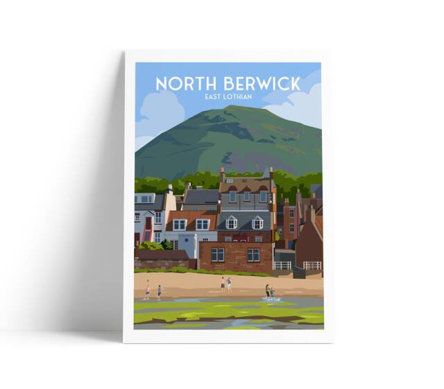 North Berwick Print - East Lothian Travel Poster Scotland Wall Art by ...