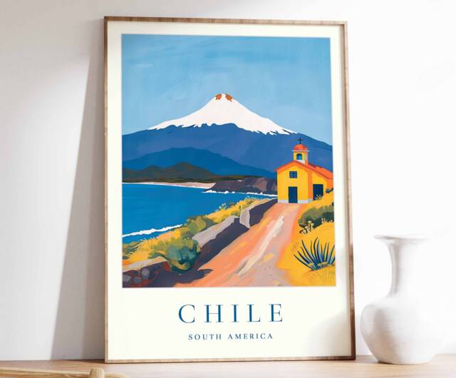Chile Poster, Travel Print, South America Wall Art, American Tropical ...