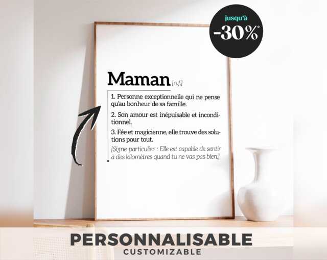 Mom Definition Poster - Tender & Personalized Text, Ideal Gift For ...
