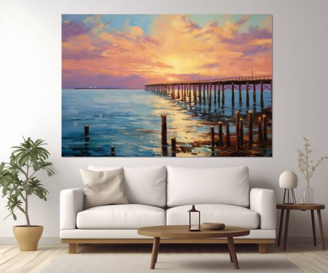 Virginia Beach Canvas Print, Chesapeake Bay Bridge, Painting, Wall Art ...