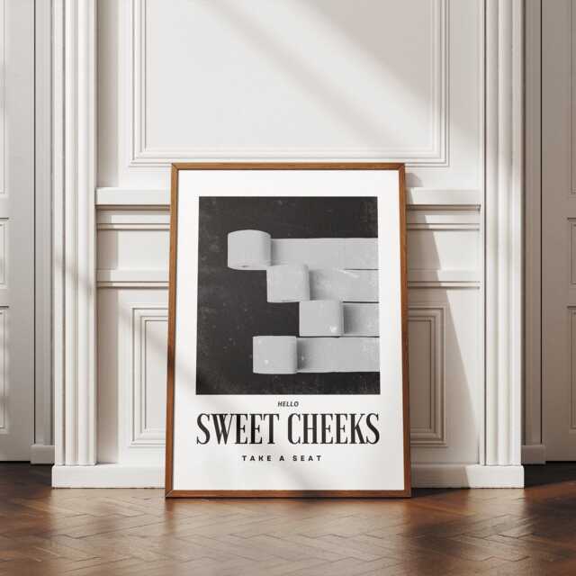 Sweet Cheeks - Toilet Roll Poster Unique Bathroom Print, Poster, Wall ...