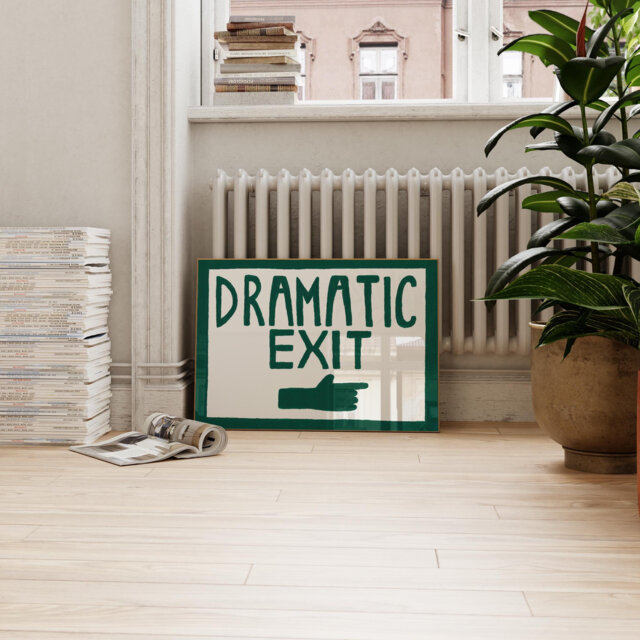 Retro Wall Art, Funny Hallway Print, Landscape Poster, Dark Green ...