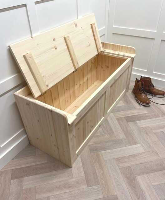 5Ft Entrance Hall Shoe Storage Bench/Window Seat, Unpainted Solid Wood ...