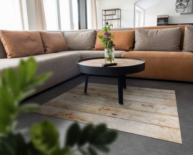 Natural Wood Texture Vinyl Mat, Beige Floor Brown Rug, Plank PVC ...