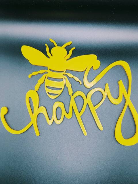 Bee Happy Wall Art, Nursery Or Kindergarten Sign, Living Room ...