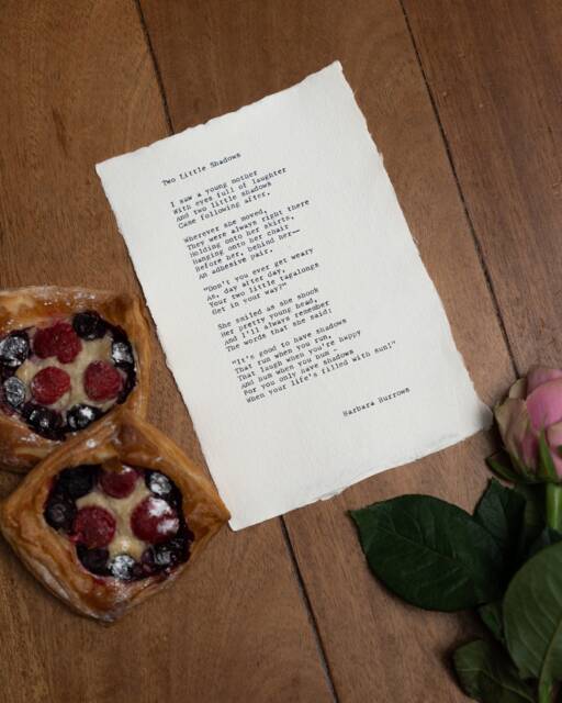 Two Little Shadows, Barbara Burrows Poem - Hand Typed Poetry On Deckle ...