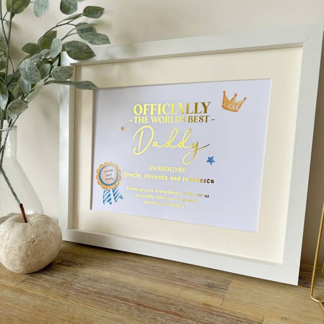 Father's Day Print, Dad Foiled Certificate, Number One Gift, World's ...