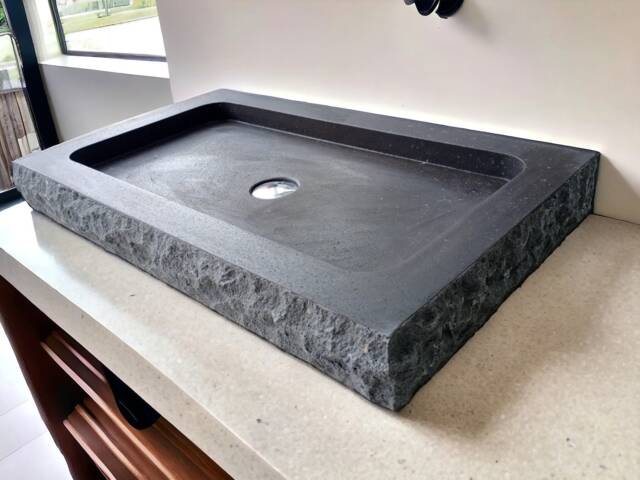 Rough Edge Black Basalt Wall Mount Sink - Bathroom Vessel Sink- Custom ...