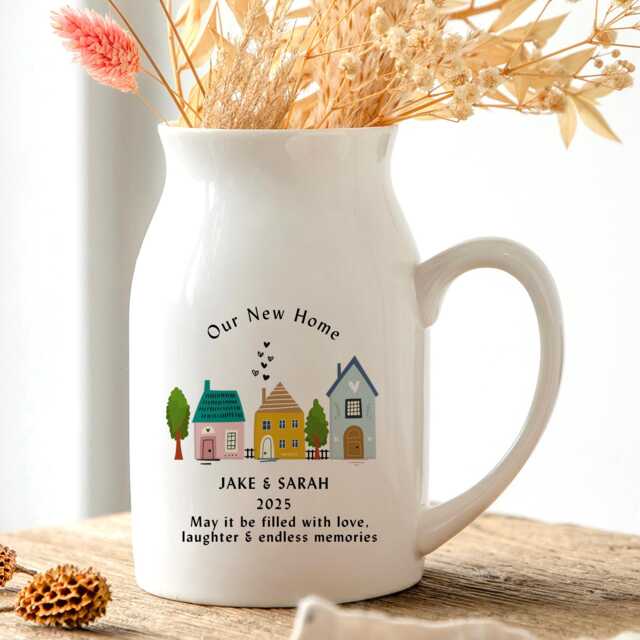 Personalised New Home Vase - Custom Couple's Names & Year Colourful ...