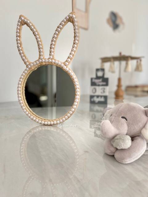 Rabbit Raffia Mirror, Rabbit, Raffia, Pearl, Children's Rooms, Baby ...
