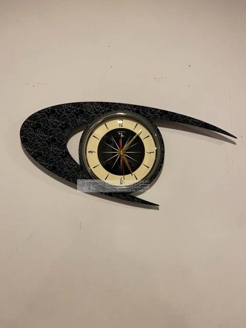 Colour Etched Lucite Formica Wall Clock From Royale - Midcentury Atomic ...