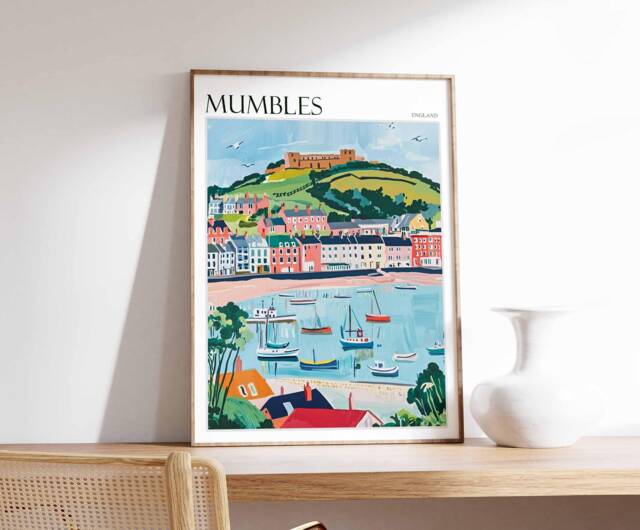 Mumbles Poster, Wales Travel Coastal Wall Art, UK Decor, Welsh Home ...
