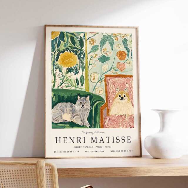 Henri Matisse Cat Poster, Vintage Animal Art Print, French Exhibition ...