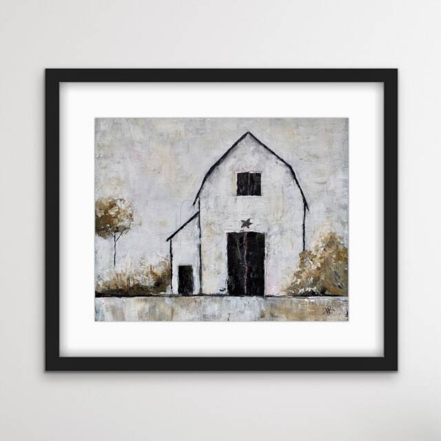 Primitive Barn Print By Artist, Farmhouse Wall Decor Art 5X7 - 16 X20 ...