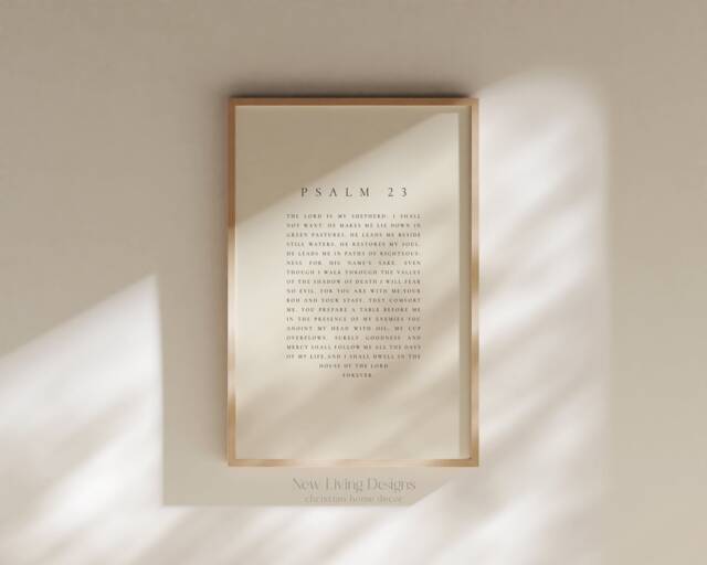 Psalm 23 Beige Poster, Printed & Shipped, Minimal Bible Verse Prints ...