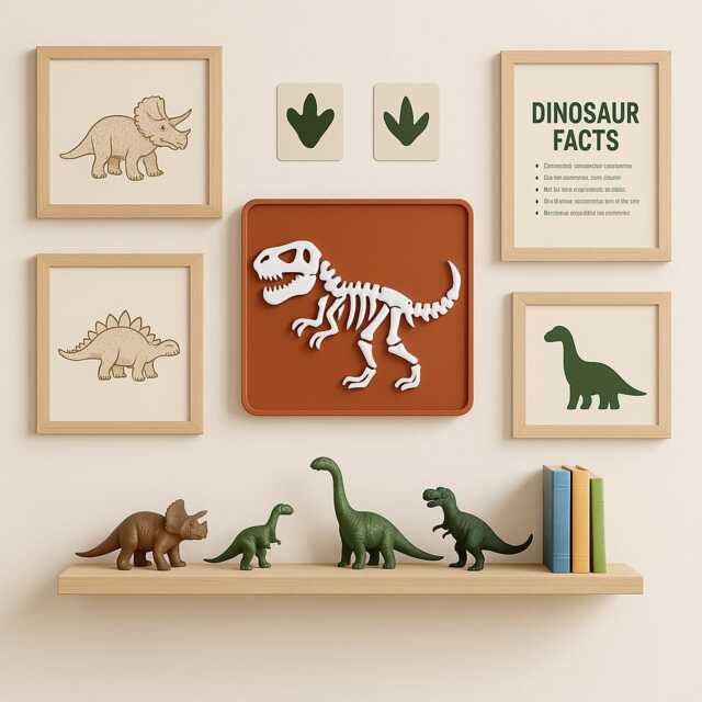 Dinosaur Skeleton Wall Art - 3D Printed T-Rex Kids Room Decor, Unique ...