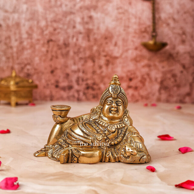 Brass Kuber Statue Sitting 3 Inches Idol Sculpture, Kuvera Statue, Dik ...