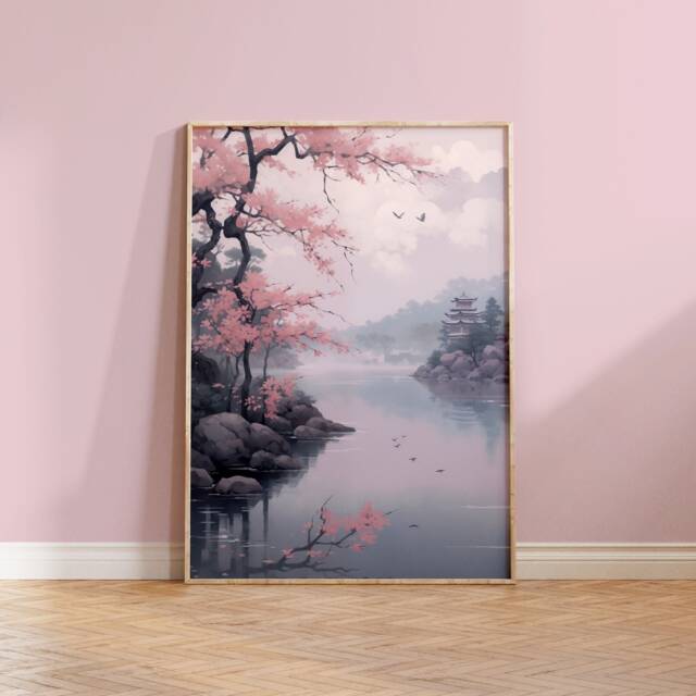Japanese Wall Art Print Sakura Tree Decor Cherry Blossom Flower Housewarming Boho Gift Floral ...