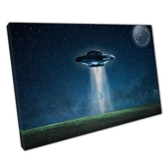 Alien Abduction Canvas Art Print Ready To Hang Sci-Fi Wall Decor For ...