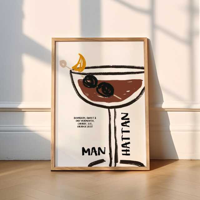 Manhattan Whimsical Print - Cocktails - Kitchen Prints, Funky, Trendy ...
