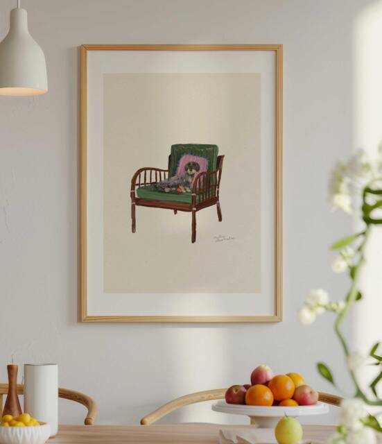 Wire Haired Dachshund Print - Dogs On Chairs Collection 5x7 Inches/A5 ...