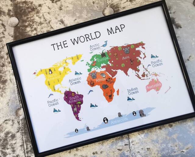 Children's Fun World Map Print, Bedroom Pictures, Kids Accessories ...