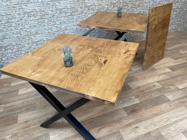Extendable Dining Table, Industrial Kitchen Extending X - Frame, Rustic ...