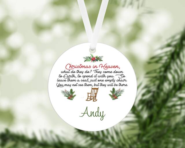 Personalised Christmas Memorial Bauble, Gift, in Heaven Poem, Family ...