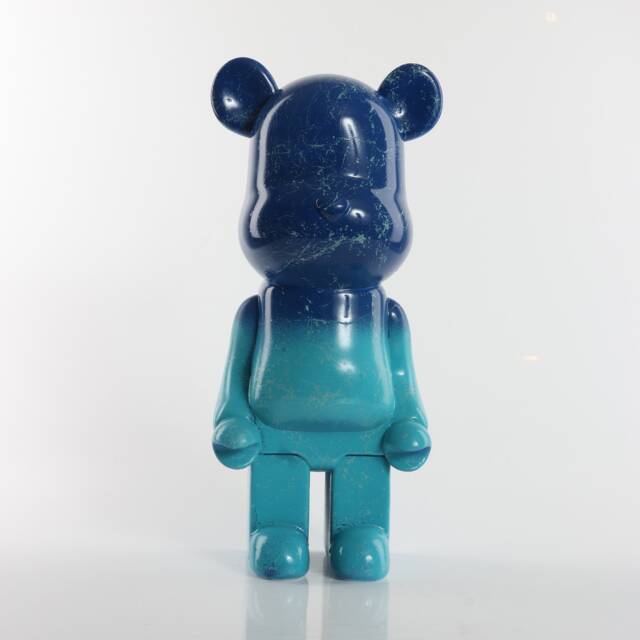 Blue Aqua Marble Hand Painted Custom Resin Bear Statue Sculpture 28cm ...