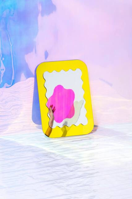 Wavy Mirror in Yellow - Wavy Acrylic Mirror Wiggly Amorphic Retro ...