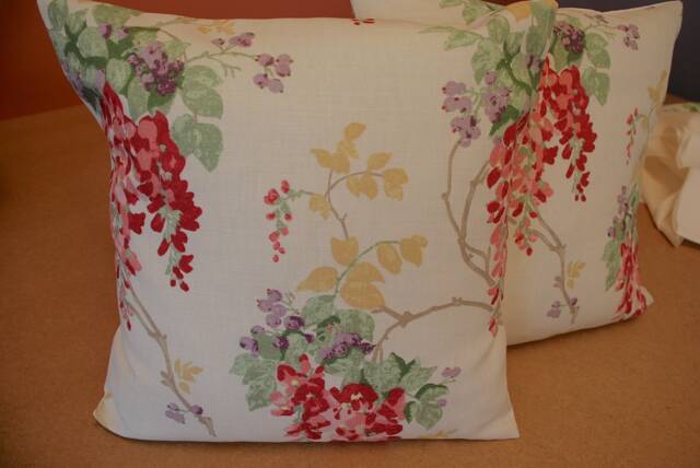 One Handmade Cushion in Laura Ashley Wisteria Cranberry Fabric, Bedroom ...