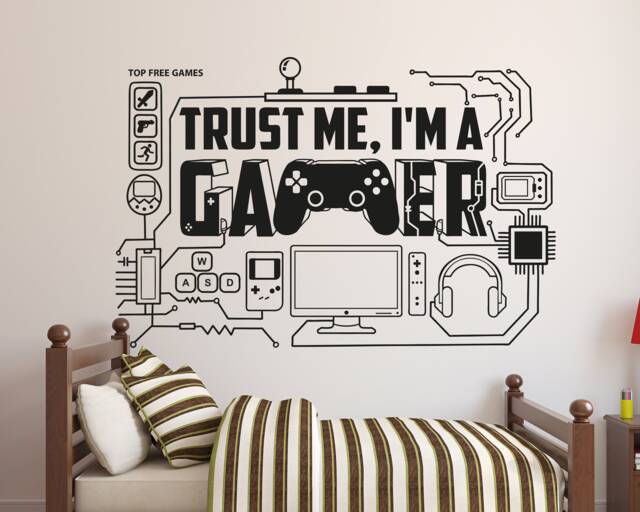 Gamer Wall Decal Video Games Sticker Controller Decor For Boys - K391 ...
