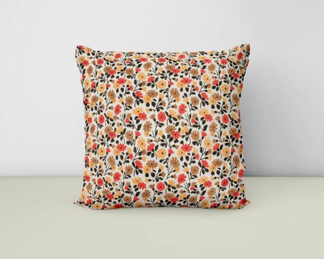 Calico Style Orange Floral Print Throw Pillow by Etsy | ufurnish.com