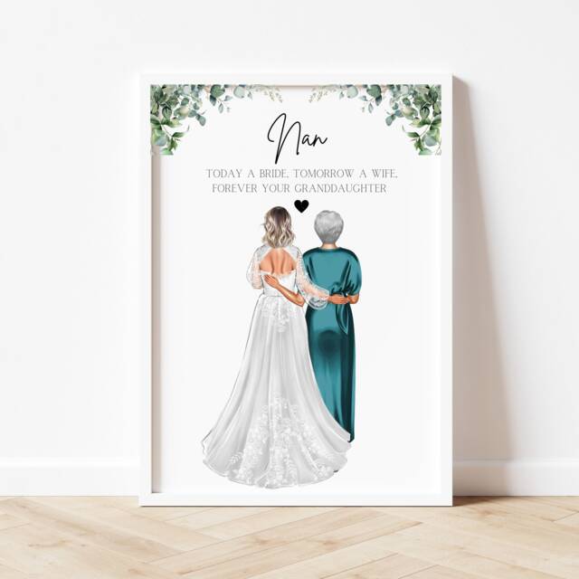 Personalised Nan Of The Bride Print, Grandma Gift, Grandmother Gift ...