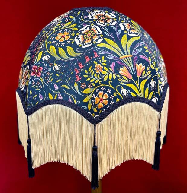 William Morris Molly Blue & Cream Floral Parachute Dome Fabric ...