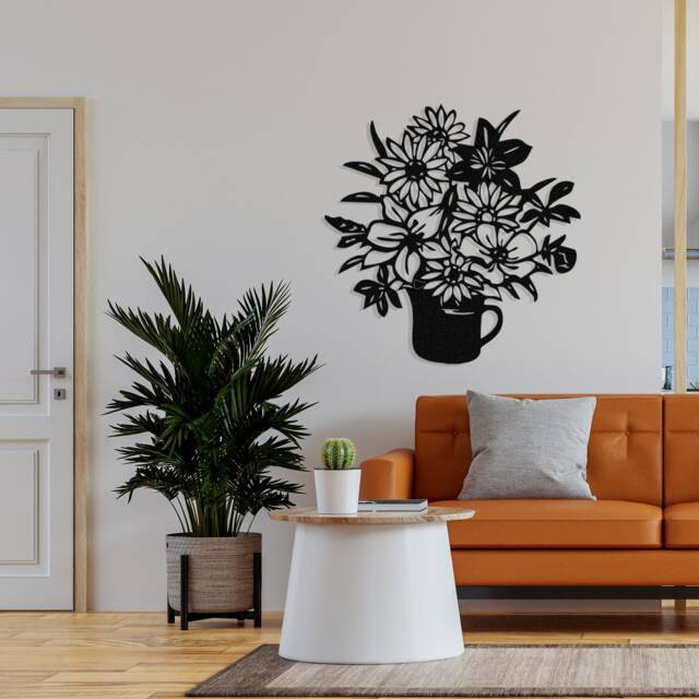 Lily Flower Wall Art, Unique Decor, Flower Pot Decoration, Kitchen Living Room Modern Gift For ...