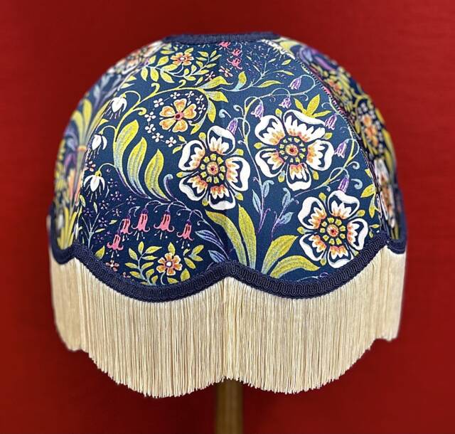 William Morris Molly Blue & Cream Floral Dome Fabric Lampshade For ...