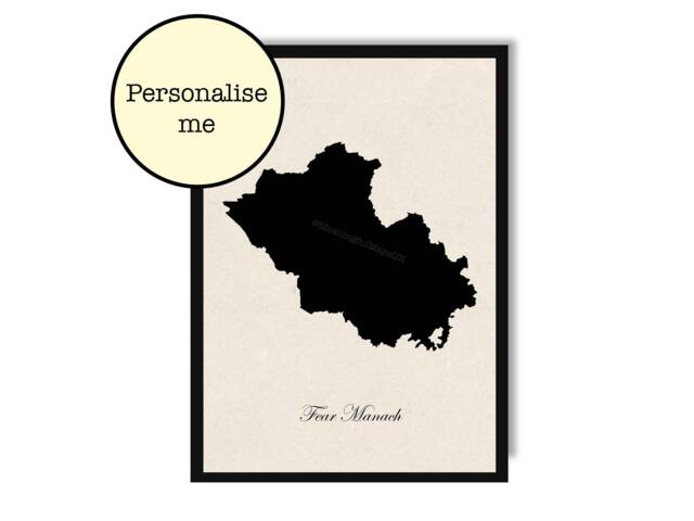 County Fermanagh Map - Fear Manach Poster Co Print Ireland Minimalist ...