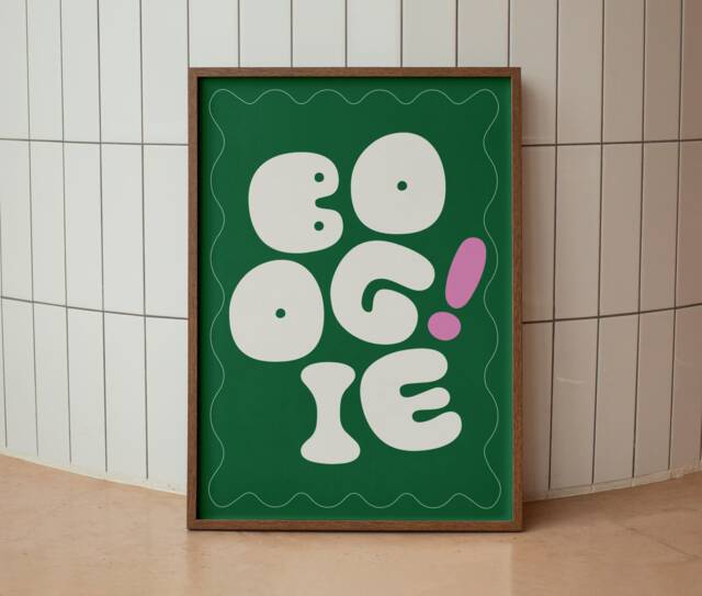 Boogie Typography Art Print Wall A4 Unframed Decor Bold Colours