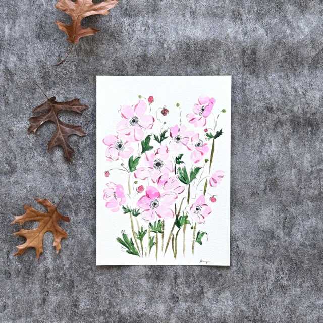 Original Pink Anemones Watercolor Painting by Etsy | uFurnish.com