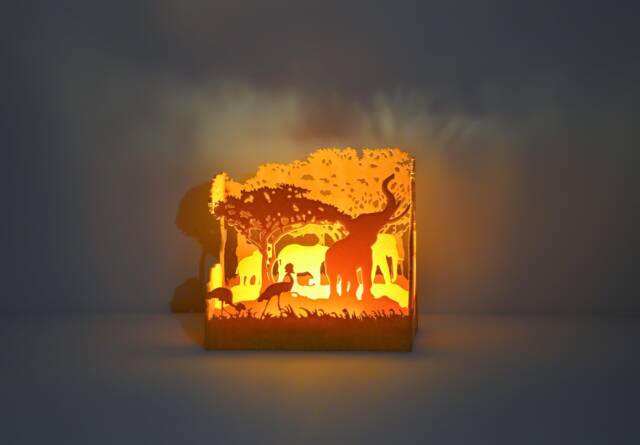 African Wildlife Shadowbox Elephant's Land - Savannah Animals Night ...