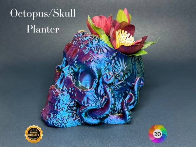 3D Printed Octopus Skull Pot, Sea Themed Pot Planter, Unique Plant 20 ...